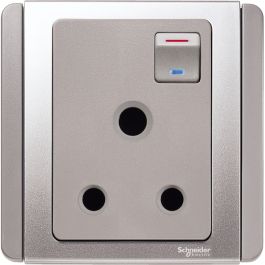ProFlairs 15A, 3-Pin Round Switched Socket Outlet with Blue LED, Grey ...