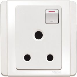 ProFlairs 15A, 3-Pin Round Switched Socket Outlet with White LED, White ...